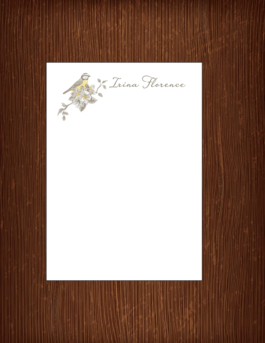 Irina Florence Birds - 5x7 Personalized Notepad – WaterMark Stationers